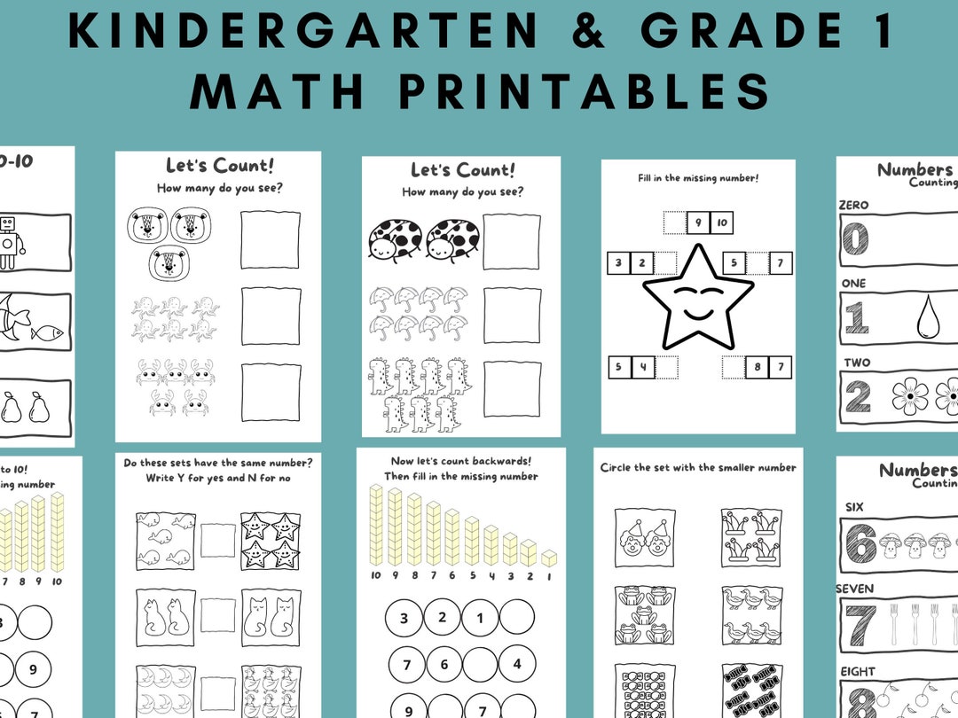 Math Worksheets - Kindergarten - Grade 1 - Numbers to 10 - Counting ...