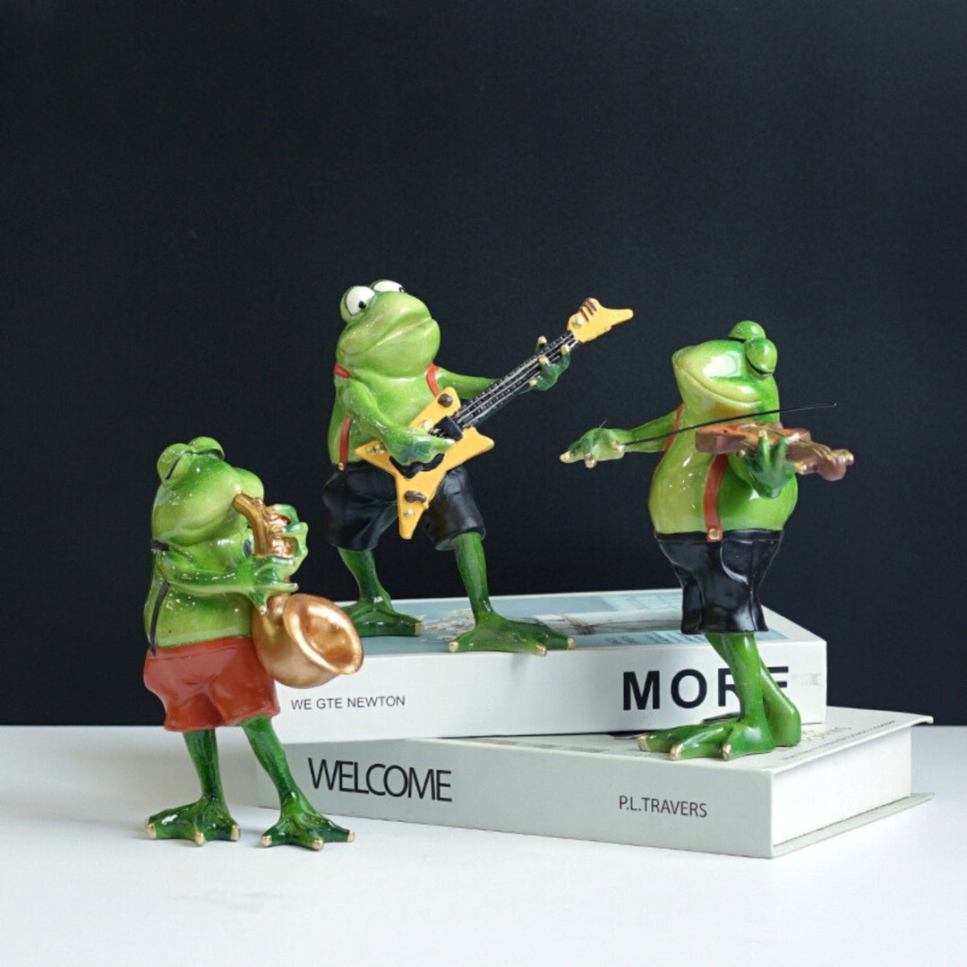 Musician Gift Statue 3 Frogs Playing Instrument Funny Frog - Etsy