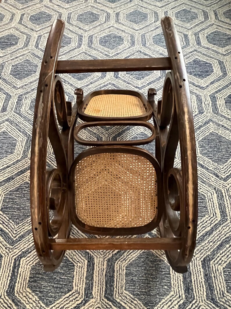 Vintage Cane Back Bentwood Rocking Chair Thonet Style - Etsy