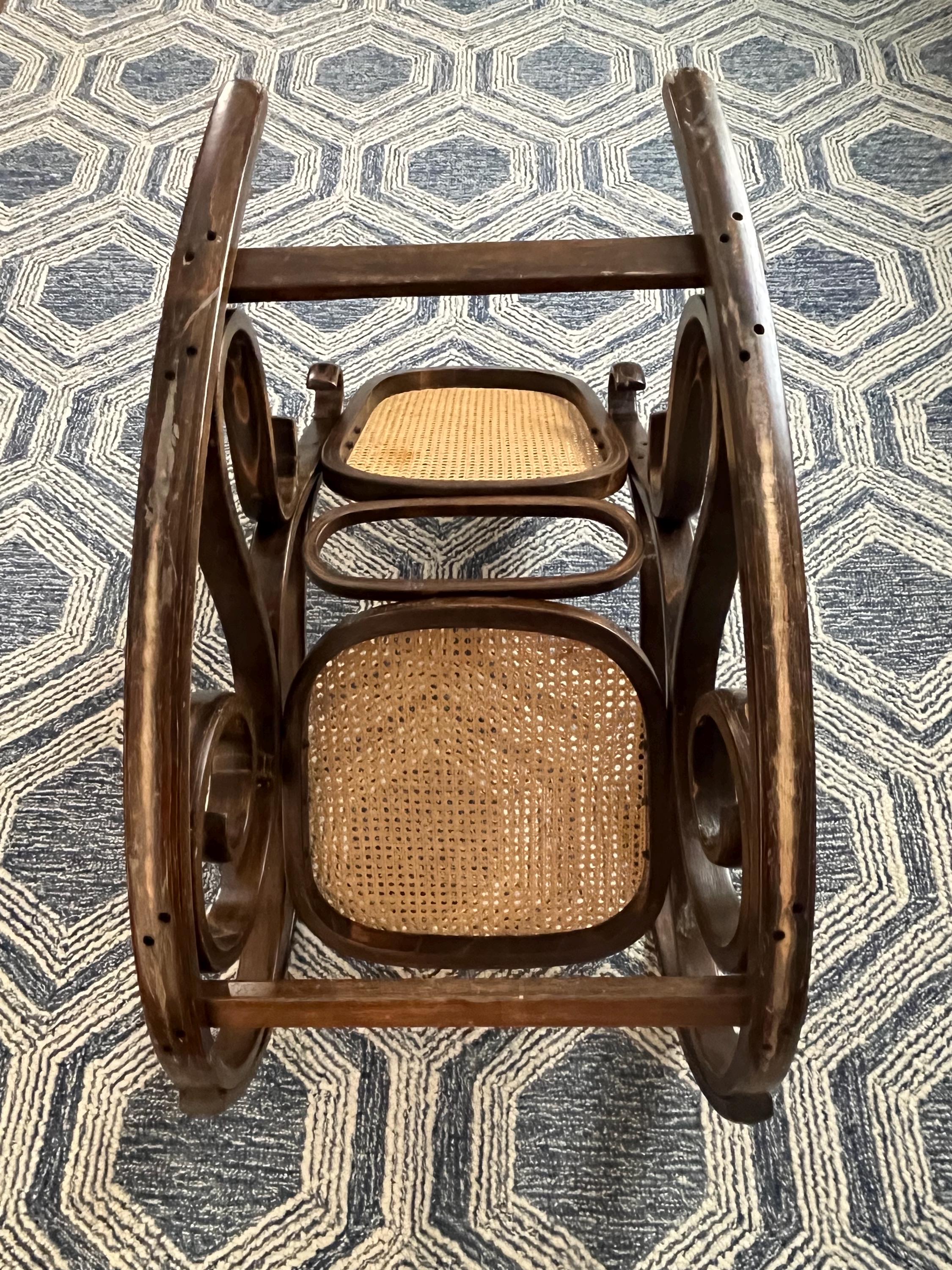 Vintage Cane Back Bentwood Rocking Chair Thonet Style - Etsy