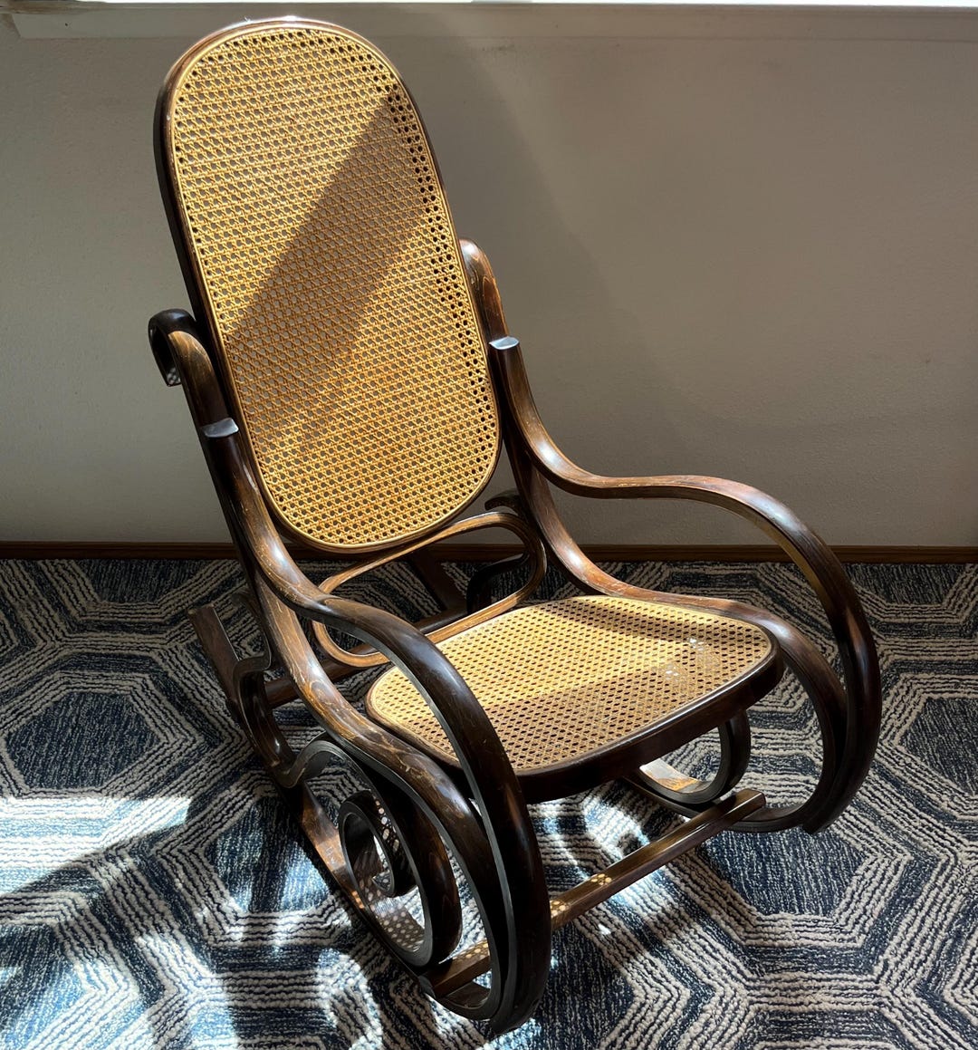 Vintage Cane Back Bentwood Rocking Chair Thonet Style - Etsy