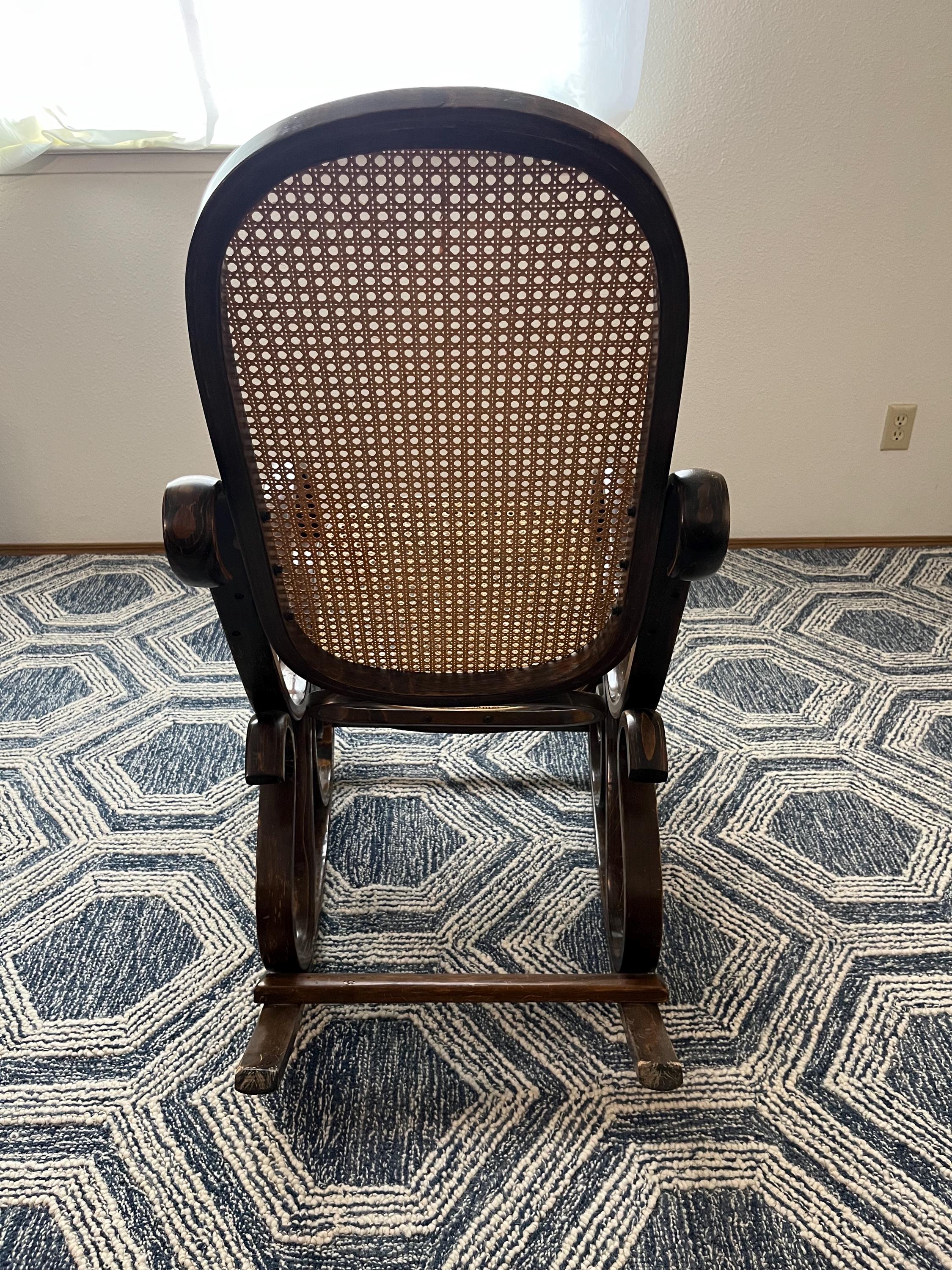 Vintage Cane Back Bentwood Rocking Chair Thonet Style - Etsy