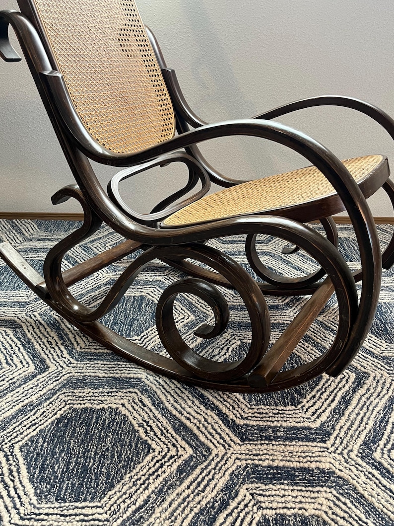 Vintage Cane Back Bentwood Rocking Chair Thonet Style - Etsy