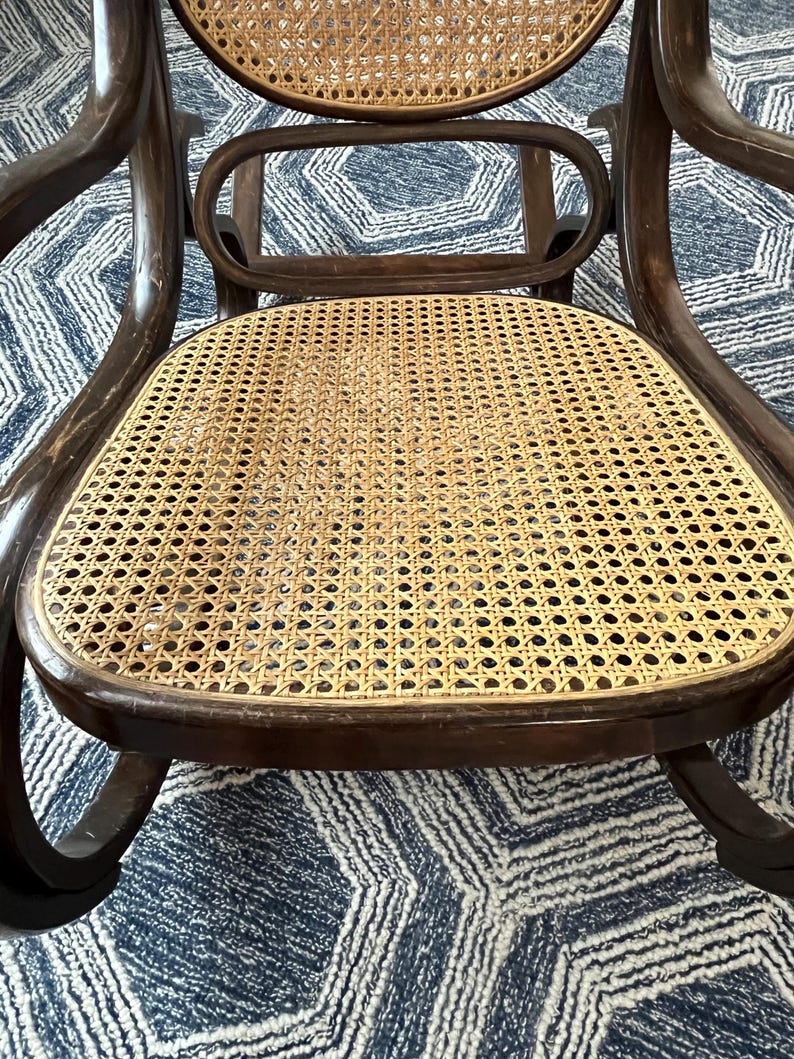 Vintage Cane Back Bentwood Rocking Chair Thonet Style - Etsy