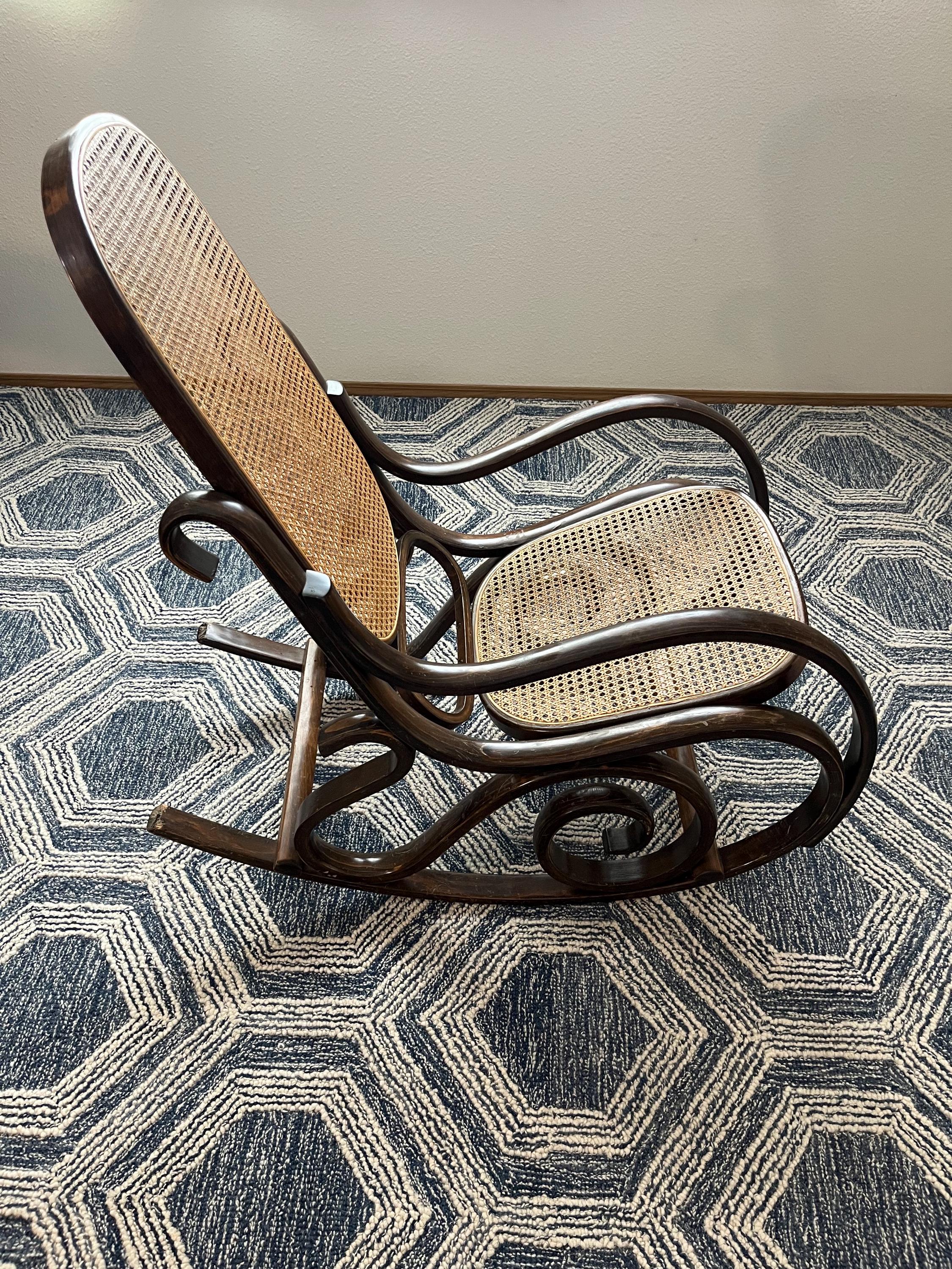 Vintage Cane Back Bentwood Rocking Chair Thonet Style - Etsy