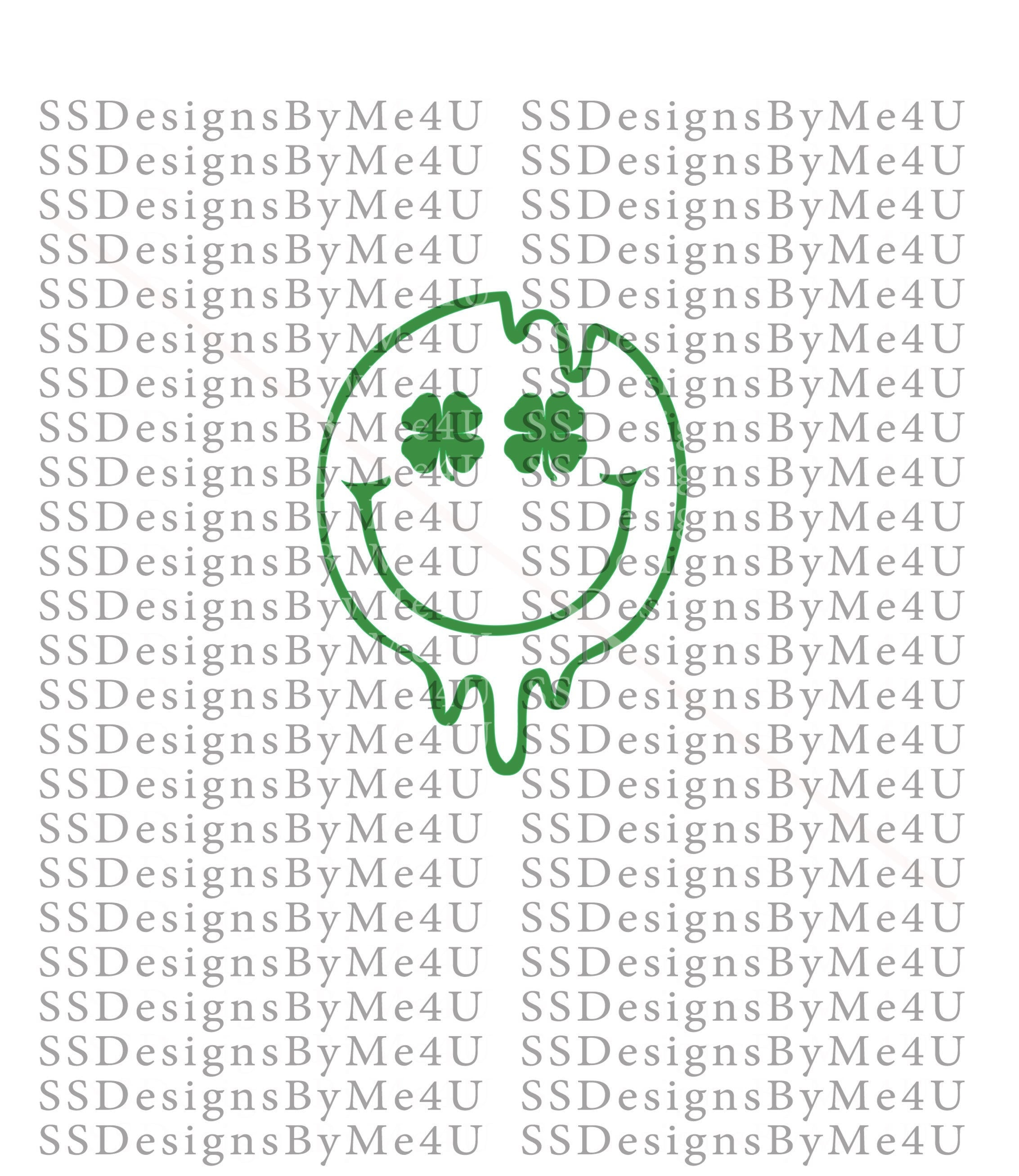 SVG, 4 Leaf Clover Melting Face Svg, Green Melting Smiley Face Svg ...