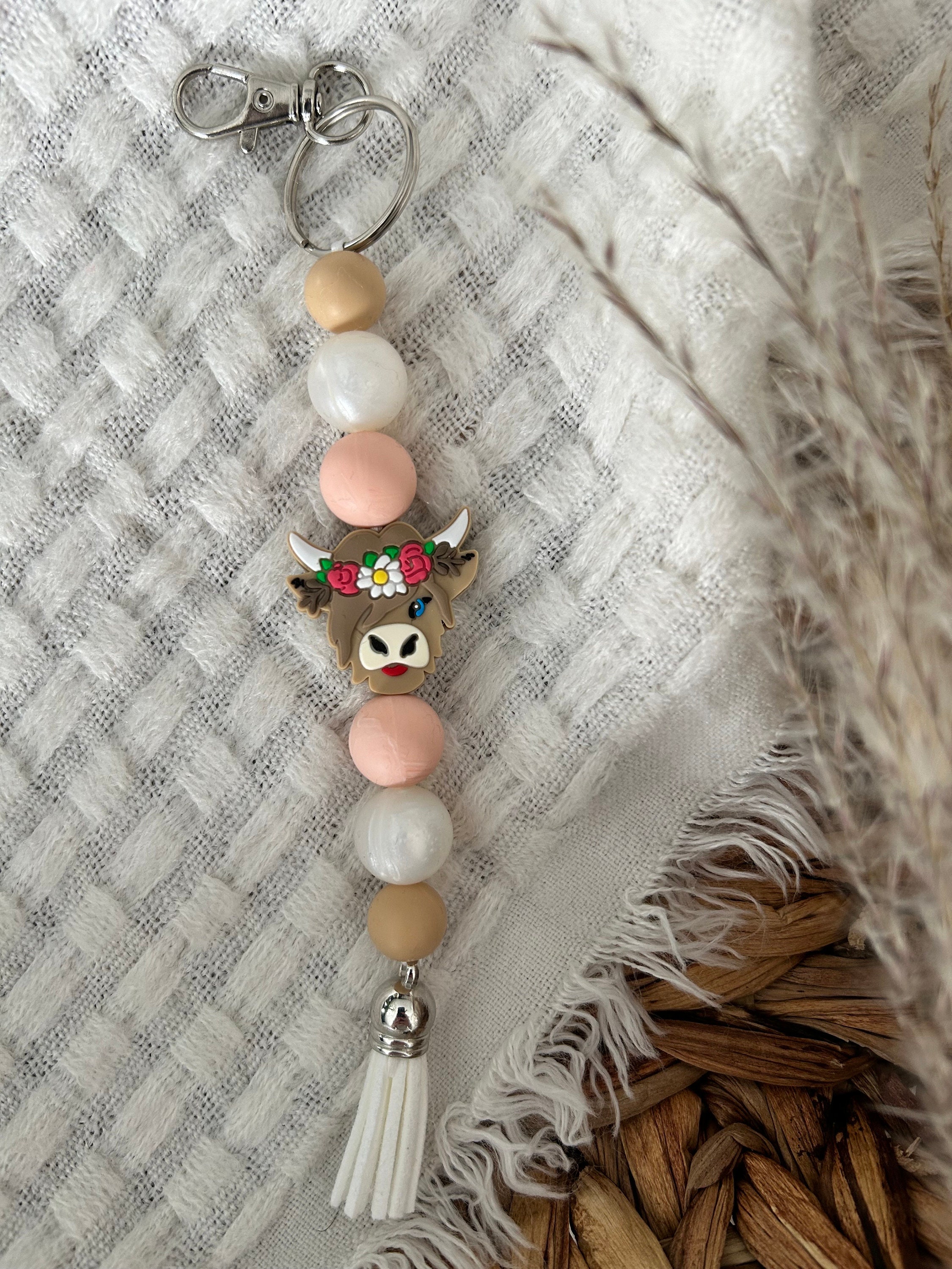 Highland Cow Silicone Bead Keychain - Etsy
