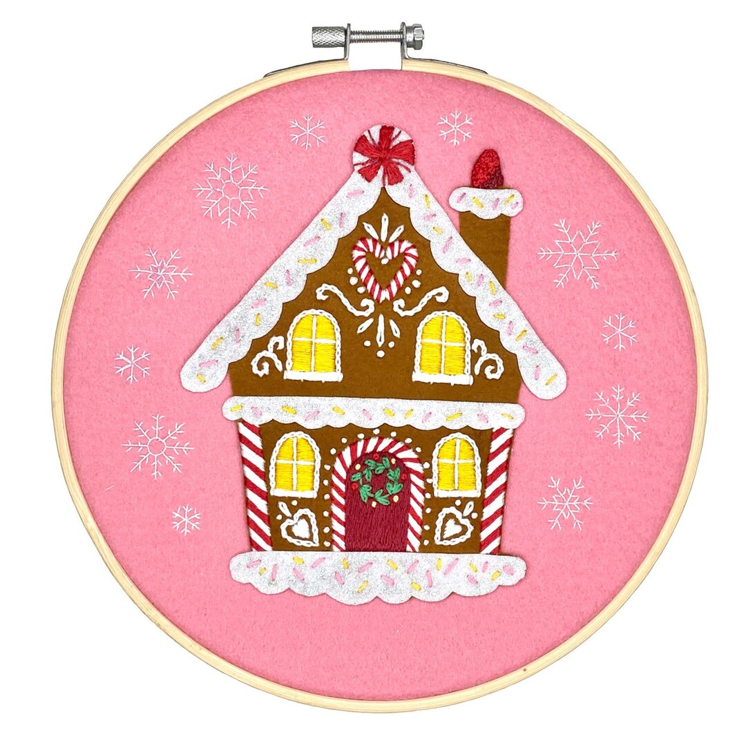 Gingerbread House Hand Embroidery Pattern for Beginners | Digital ...