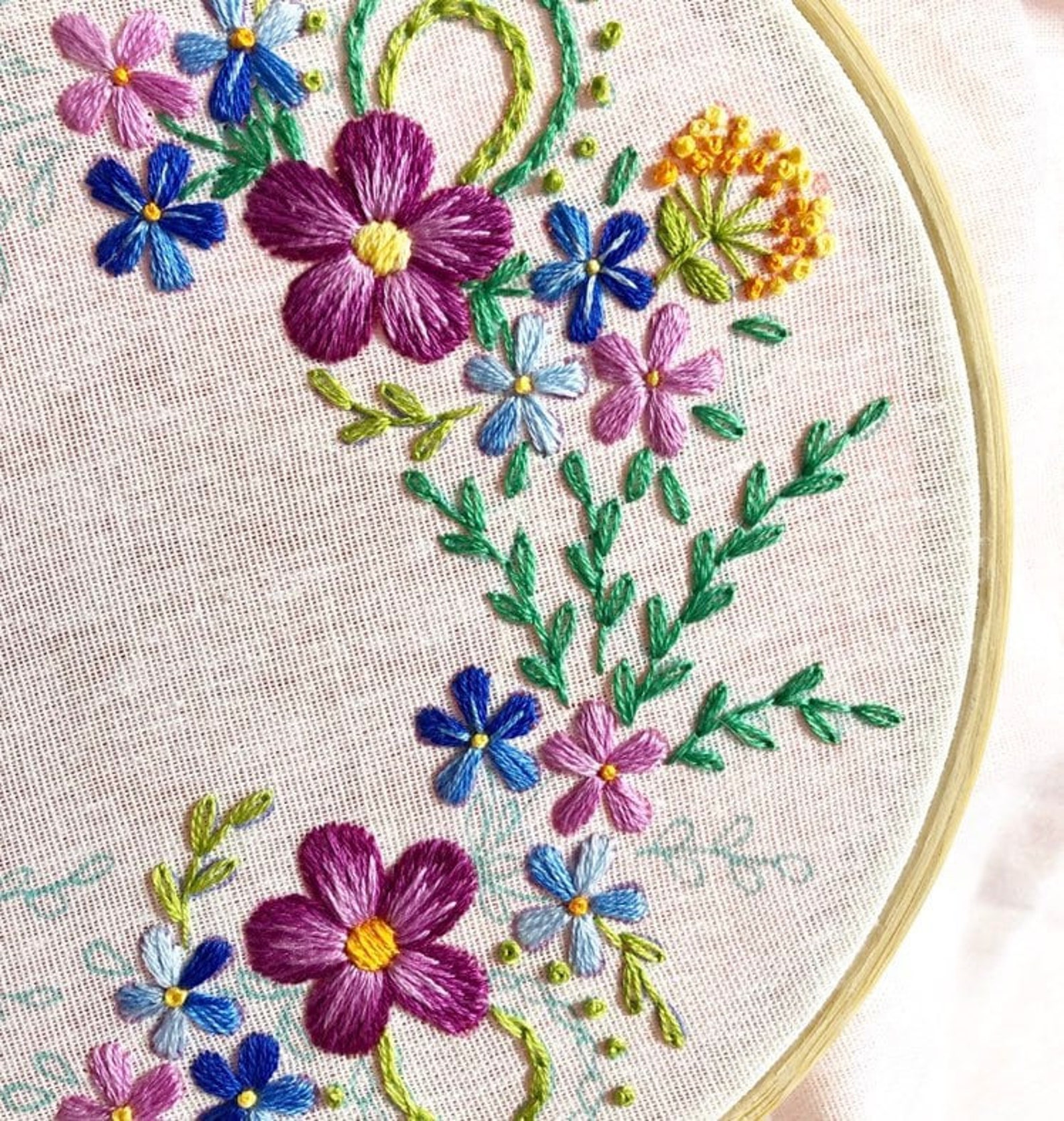 Bright Spring Flower Wreath Hand Embroidery Pattern for Beginners ...