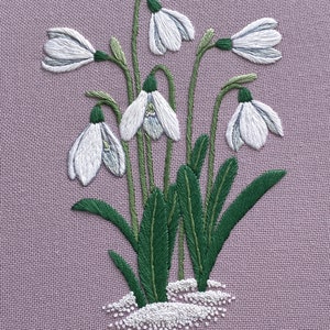 Snowdrops in the Snow Hand Embroidery Pattern + Video Tutorials | Digital Download PDF With Step ...