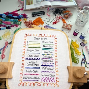 Chain Stitch Sampler Page for Beginners, Hand Embroidery PDF Pattern ...