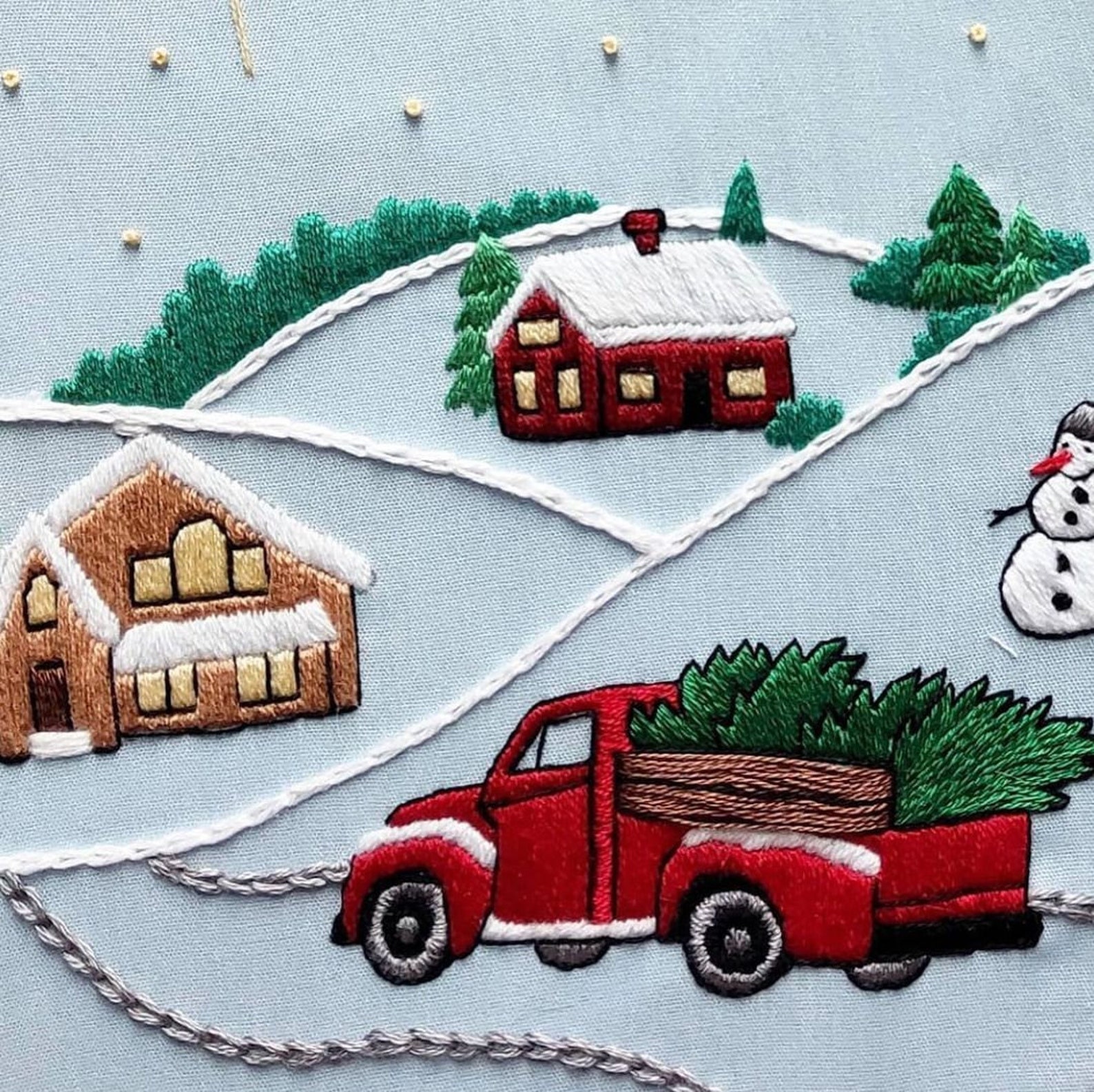 Red Christmas Truck Hand Embroidery Pattern for Beginners | Digital ...