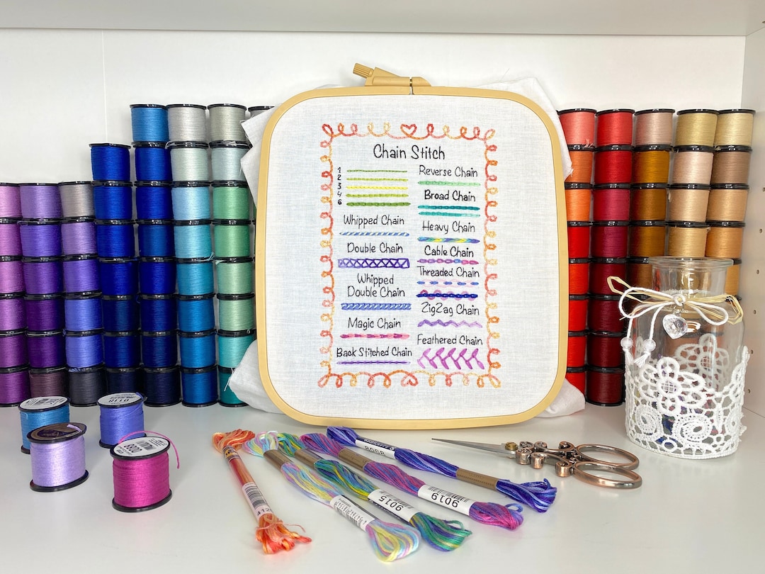 Chain Stitch Sampler Page for Beginners, Hand Embroidery PDF Pattern ...