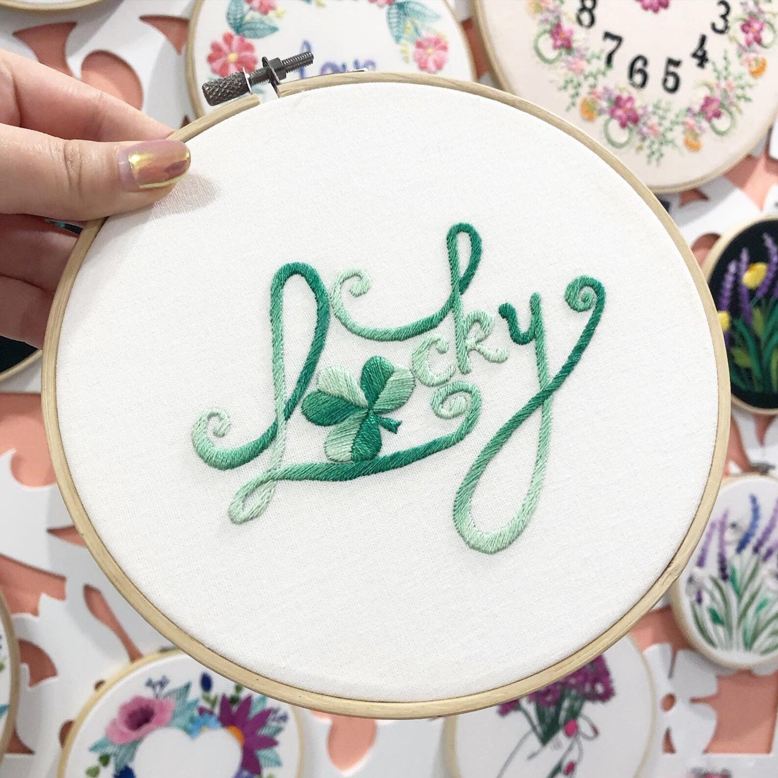 Lucky Clover Leaf Hand Embroidery Pattern | Digital Download PDF ...