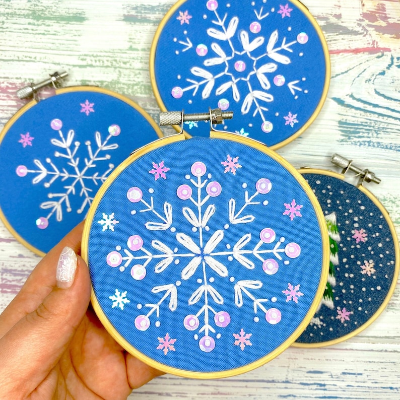 Set of 20 Snowflake Designs Hand Embroidery Pattern PDF Digital ...