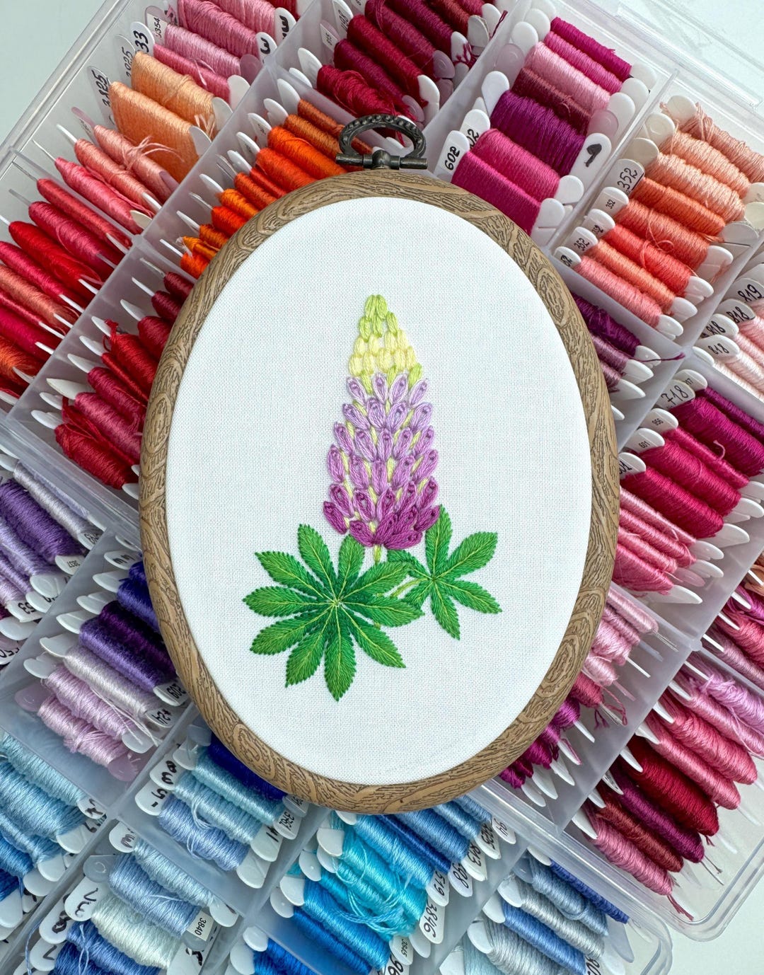 Lupin Hand Embroidery Pattern | PDF + Video Tutorials for Beginners and ...