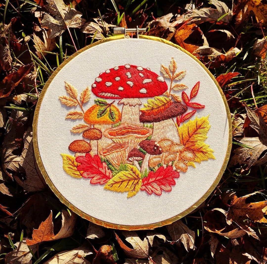 Autumn Mushrooms Hand Embroidery Pattern | Fly Agaric Amanita Muscaria ...