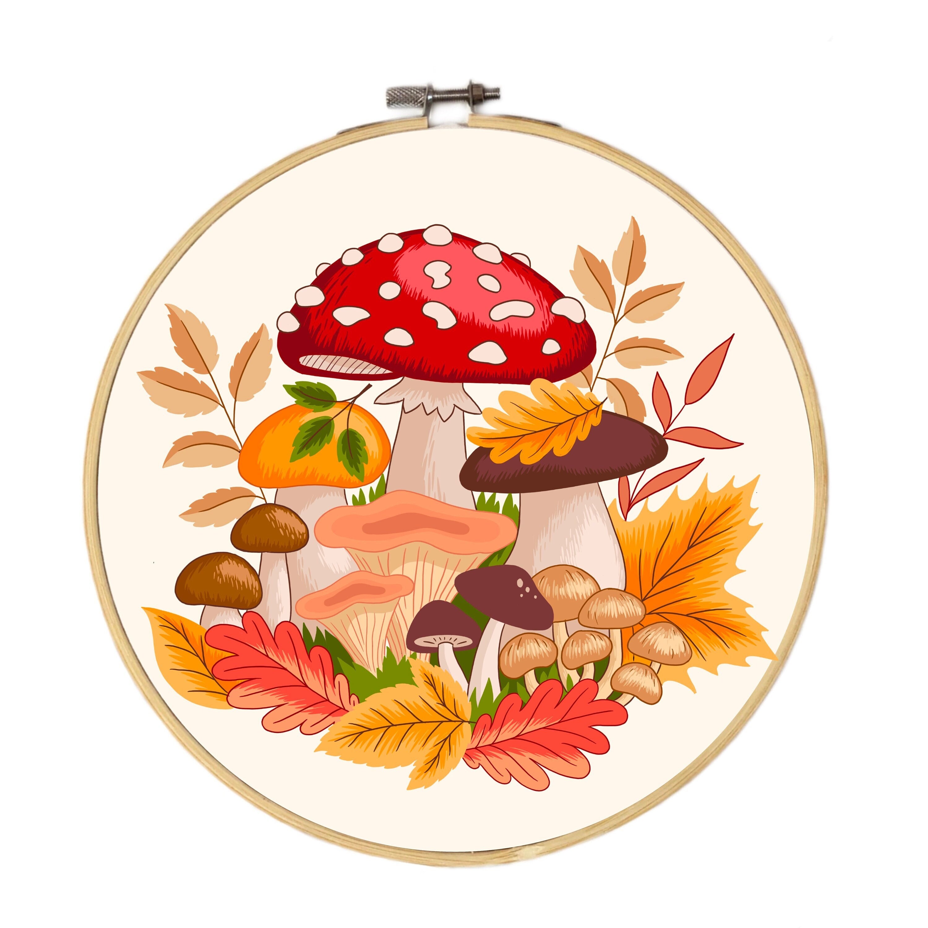 Autumn Mushrooms Hand Embroidery Pattern | Fly Agaric Amanita Muscaria ...