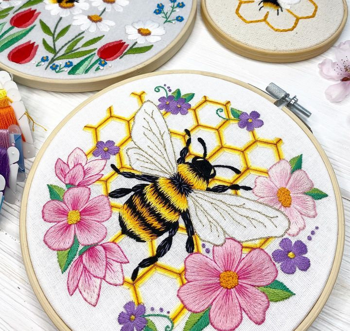 Queen Bee Hand Embroidery Pattern Complete Video Course Digital ...