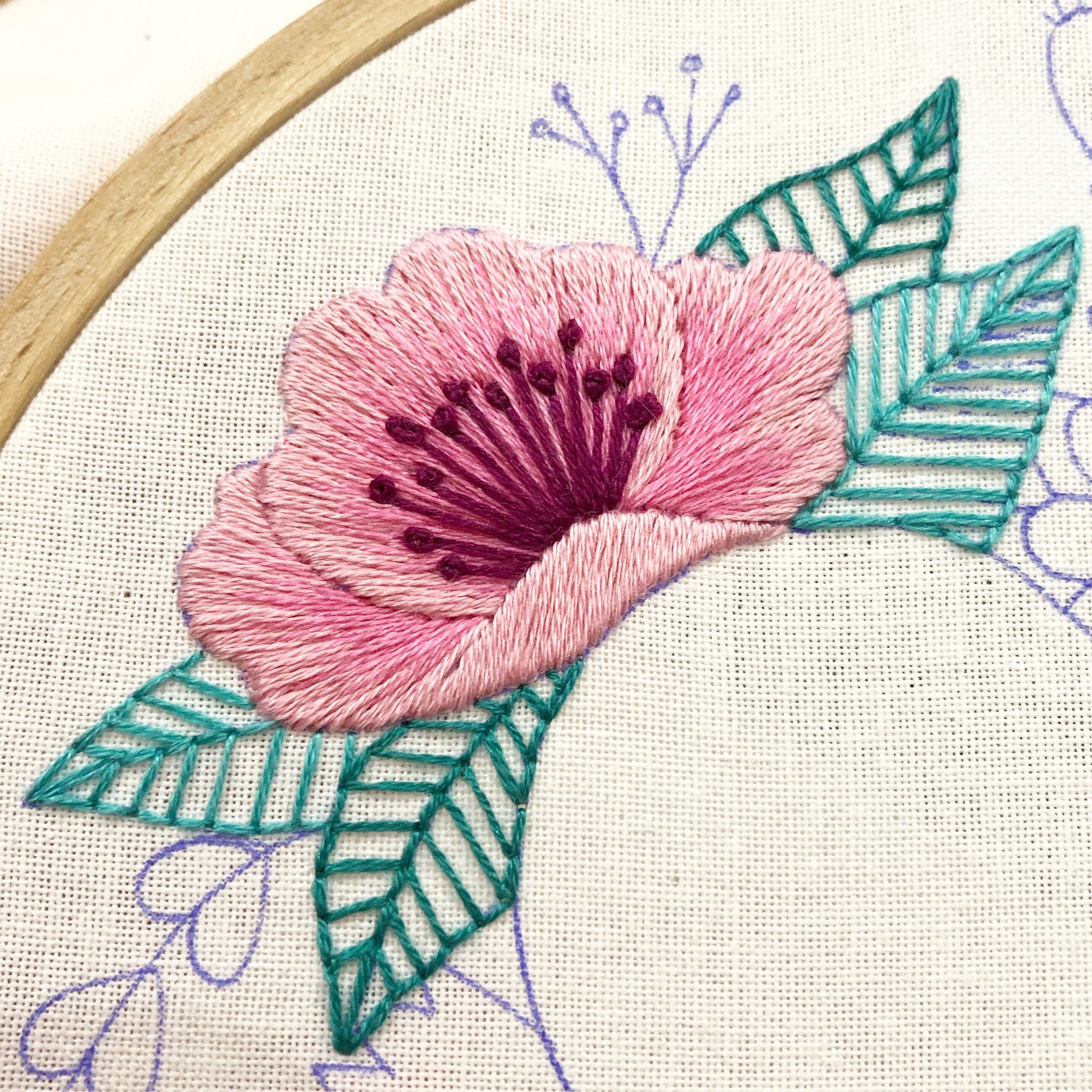 Floral Heart Negative Space Hand Embroidery Pattern Digital Download ...