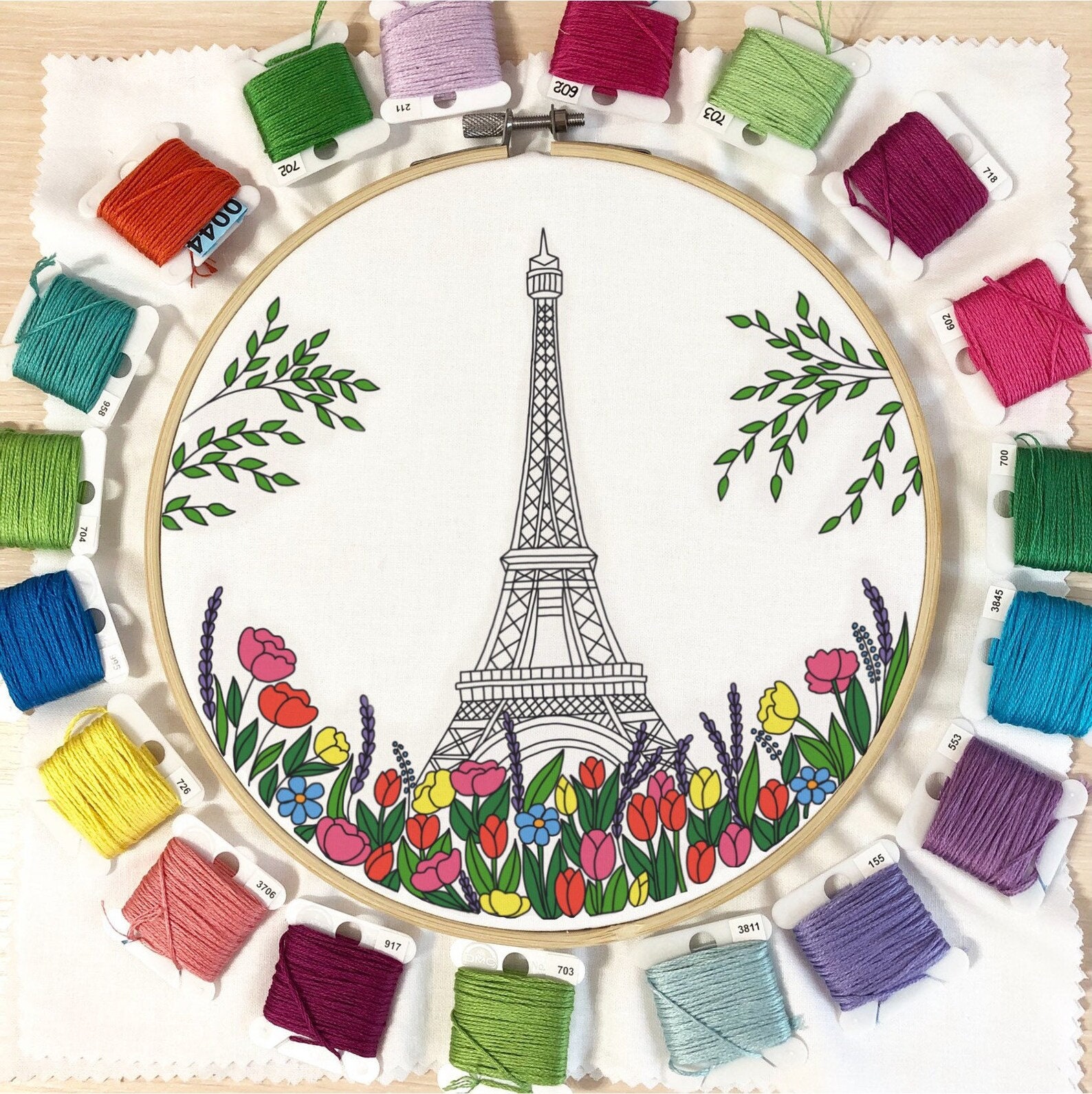 Paris Eiffel Tower Hand Embroidery Pattern | Digital Download PDF ...