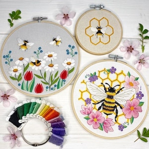Busy Bees Hand Embroidery Pattern + Complete Video Course | Digital ...