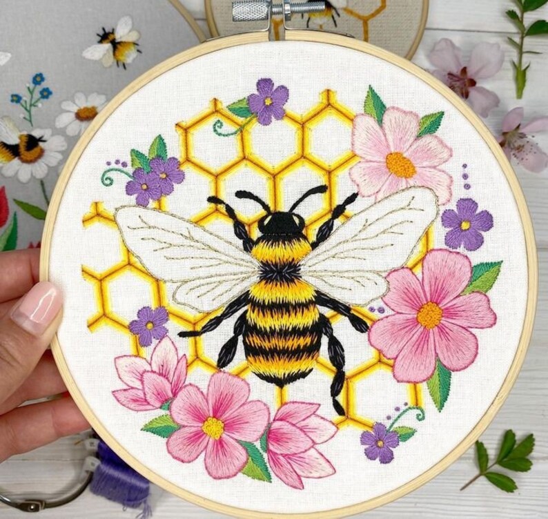 Queen Bee Hand Embroidery Pattern Complete Video Course Digital ...