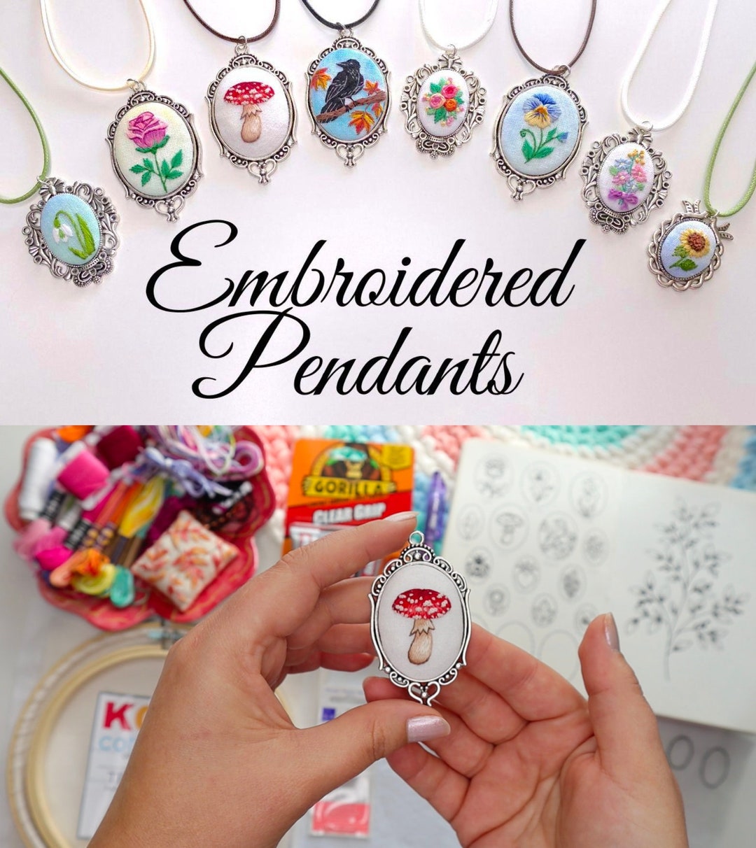 Make Your Own Embroidered Pendants PDF Pattern With 14 Different ...