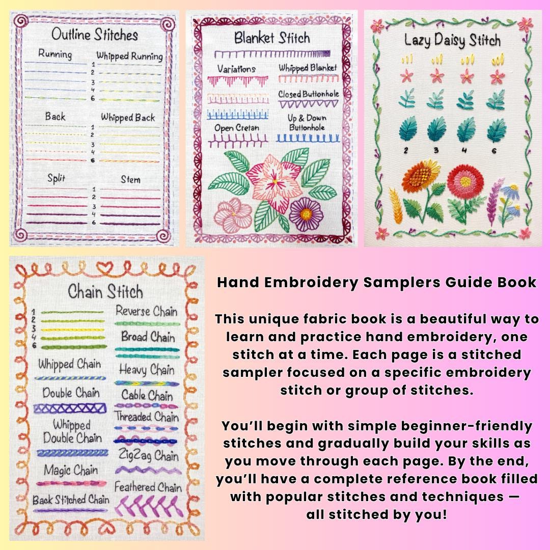 All 12 PDF Patterns for Hand Embroidery Samplers Guide Book + Complete ...