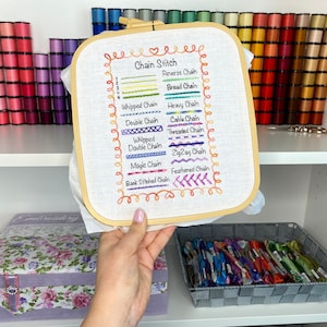 Chain Stitch Sampler Page for Beginners, Hand Embroidery PDF Pattern ...