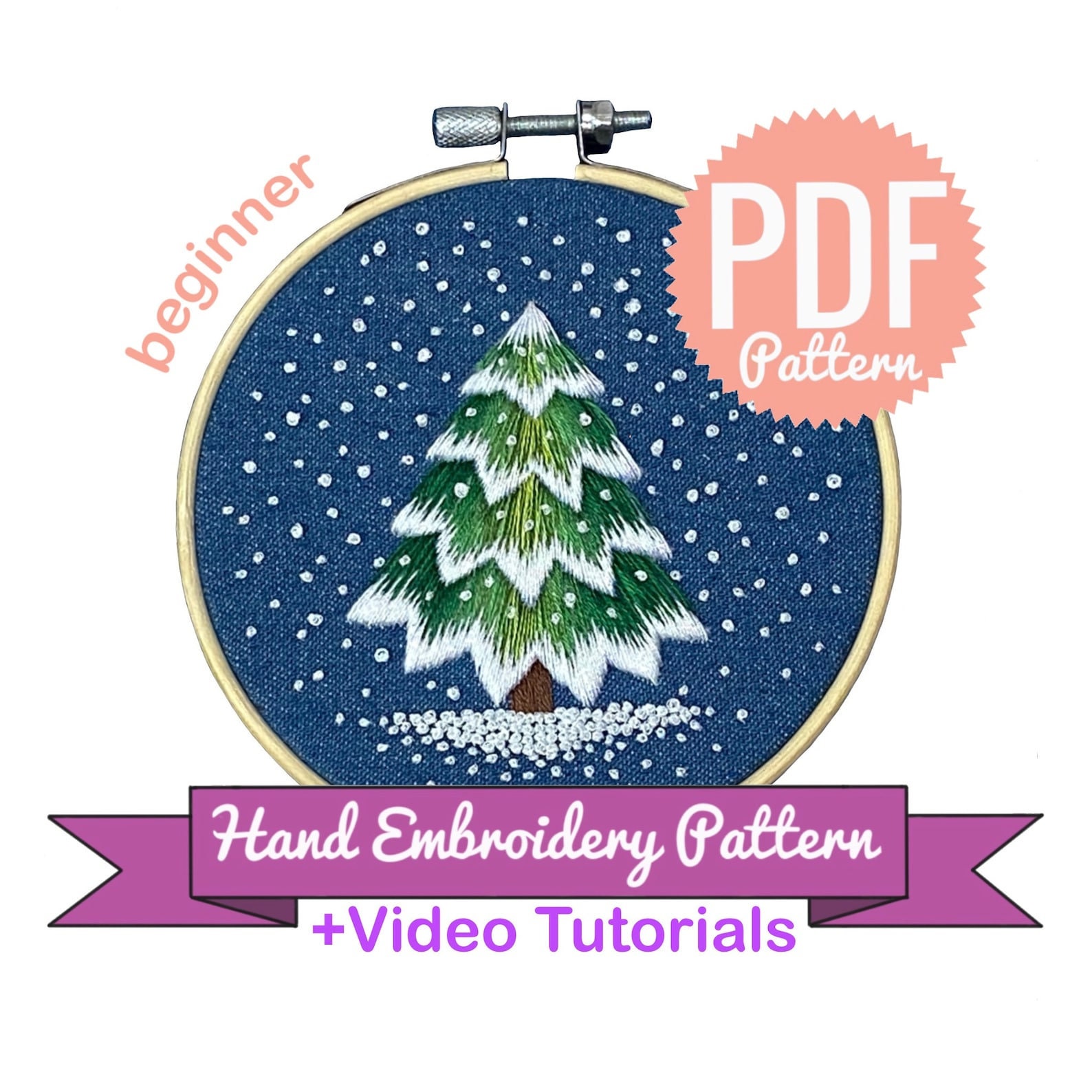 Christmas Tree Hand Embroidery Pattern PDF Digital Download Video ...