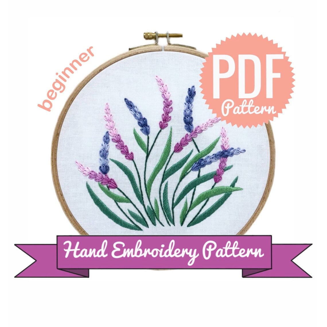Lavender Hand Embroidery Pattern Digital Download PDF Detailed ...