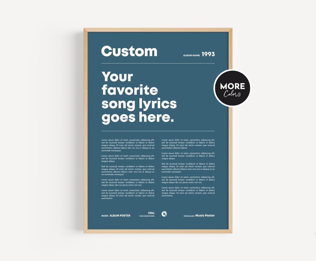 Personalized Custom Song Lyrics Poster | Thoughtful Gift for Music ...