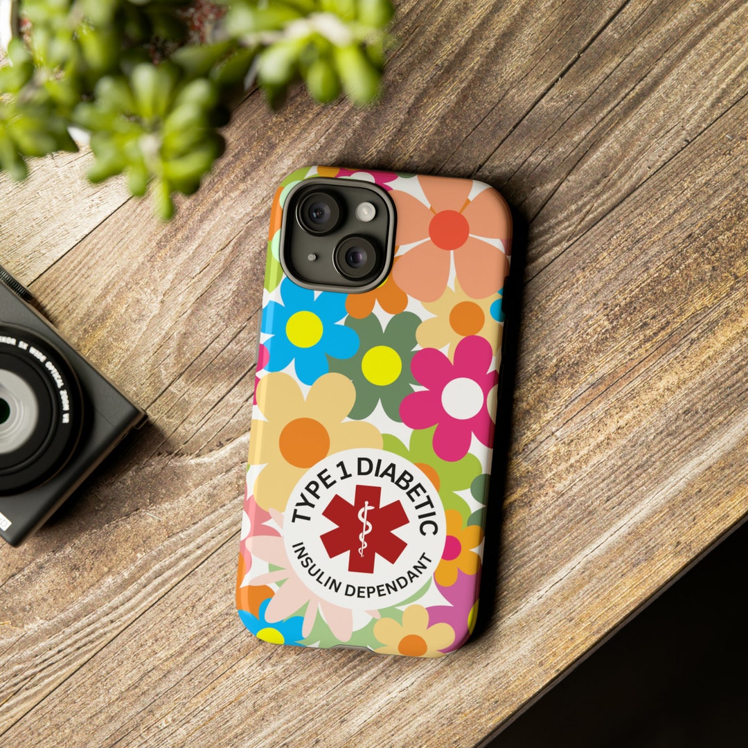 Type 1 Diabetic Medical Alert Phone Case Tough Cases Retro Flowers - Etsy