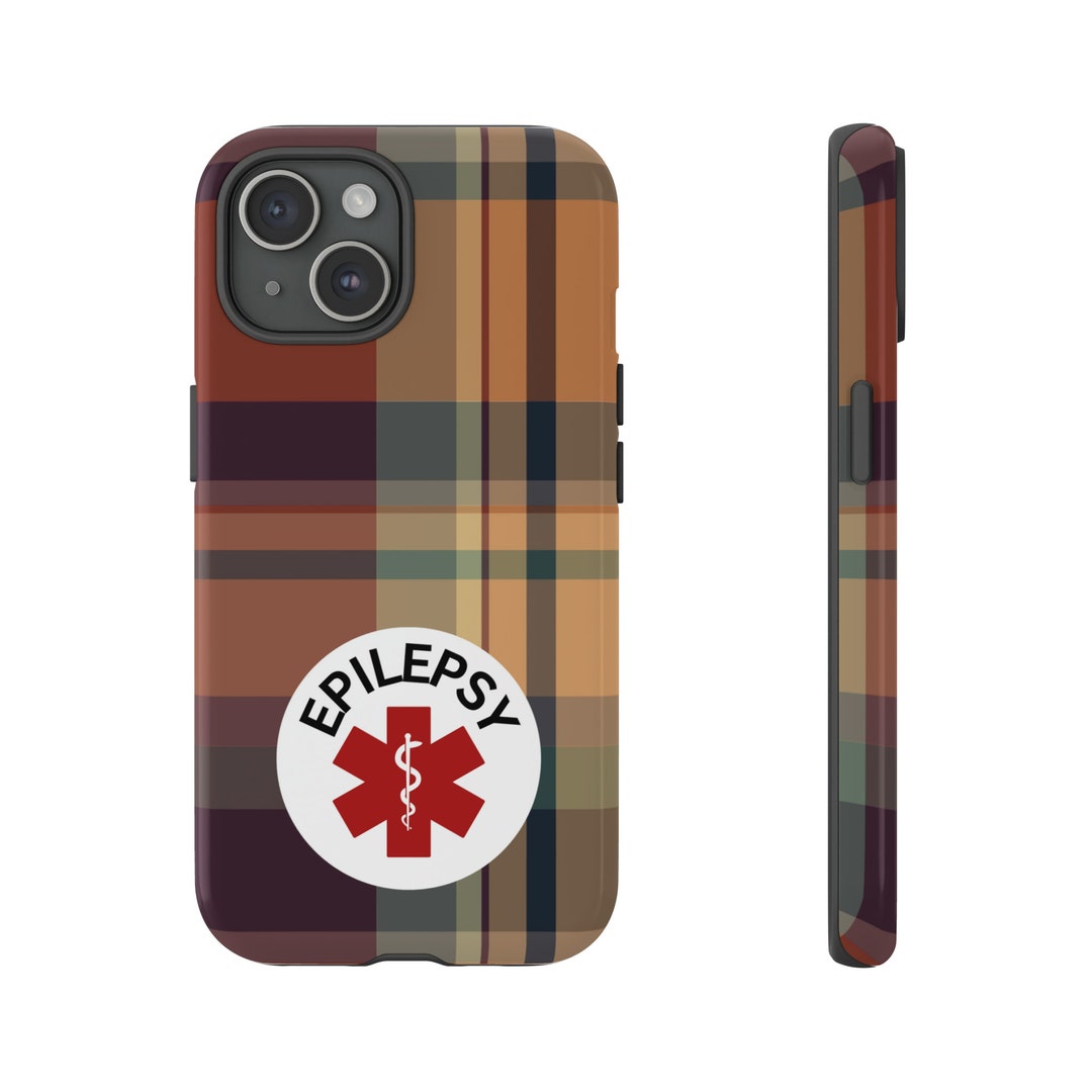Brown Plaid Epilepsy Medical Alert Phone Case Tough Cases - Etsy