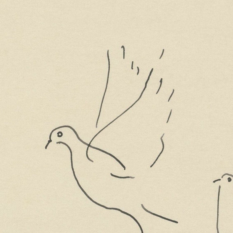 Vintage Birds Line Drawing Sketch Printable File Large Artwork Digital ...