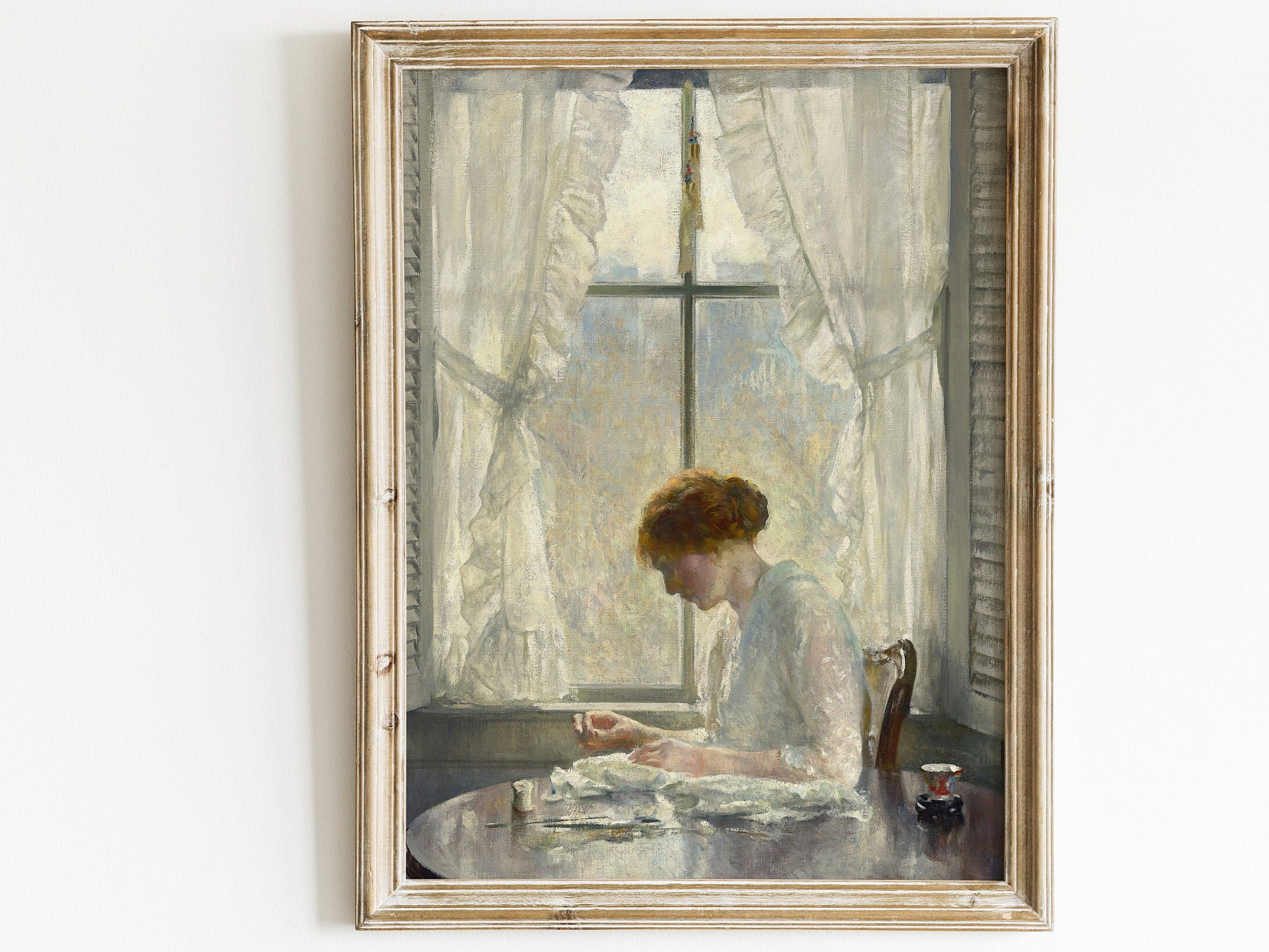 Vintage Printable Portrait Woman Sewing Antique Wall Art Portrait PL020 ...