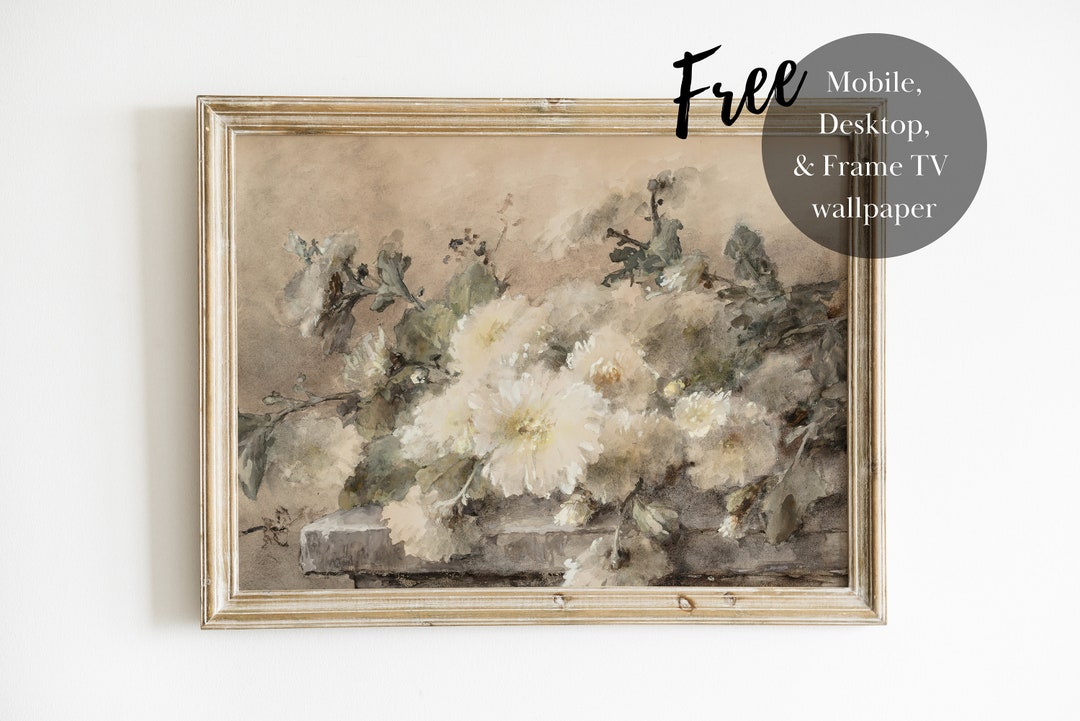 Neutral Rose Bouquet Vintage Watercolor Painting Printable Wall Art ...
