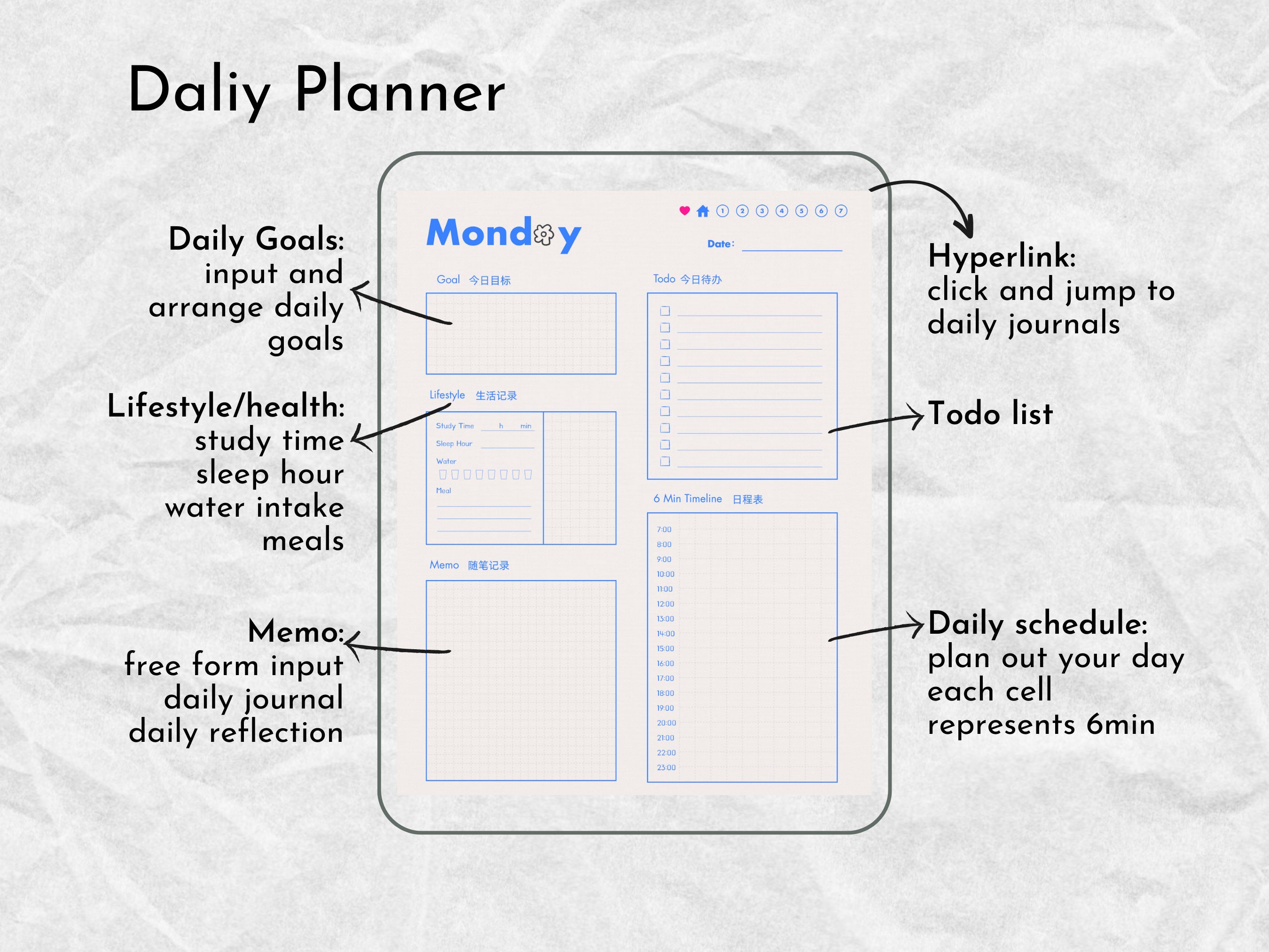 ADHD Digital Planner Cute Kawaii Student Planner Daily, Weekly ...
