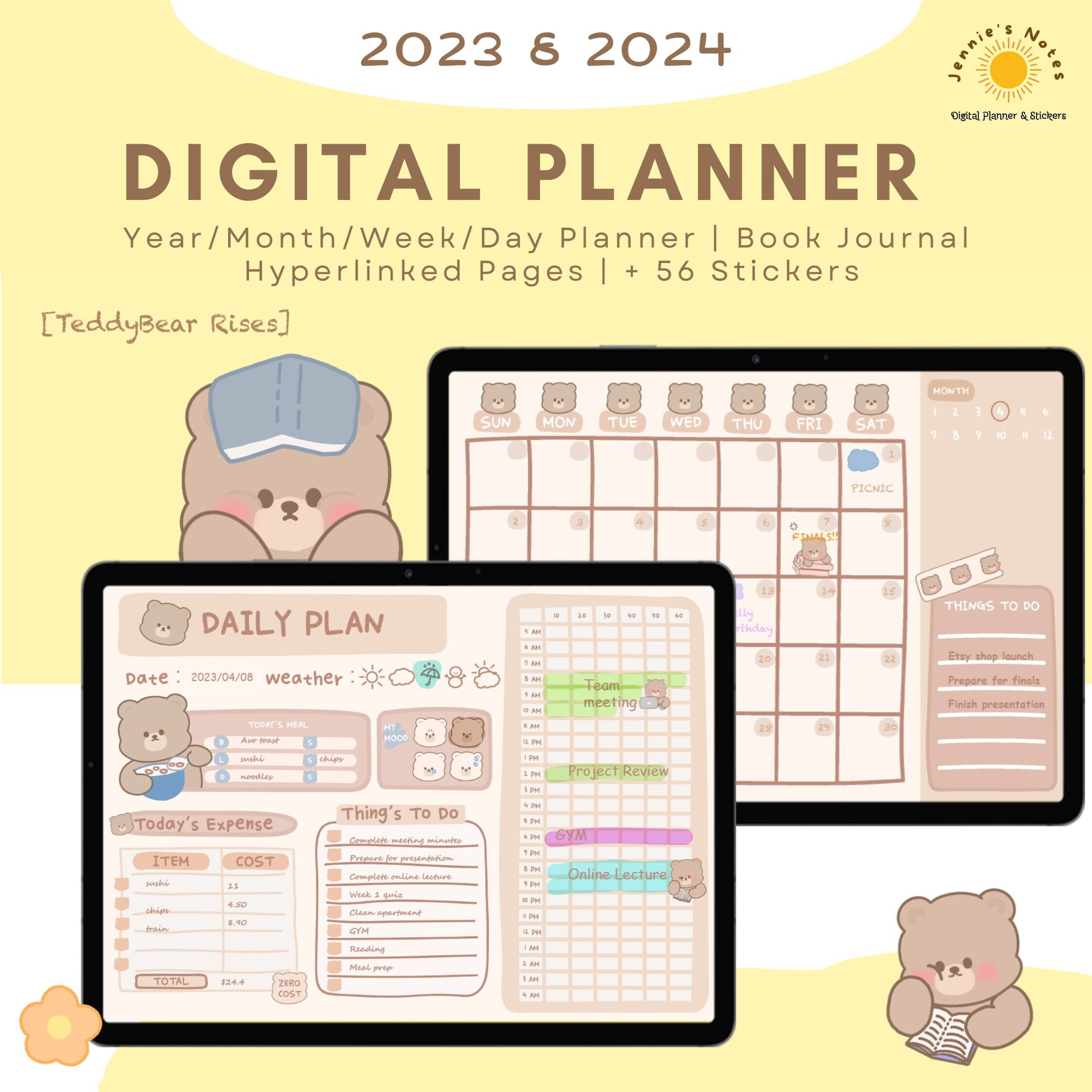 2024 Digital Planner Cute Kawaii Student Planner Daily, Weekly, Monthly ...
