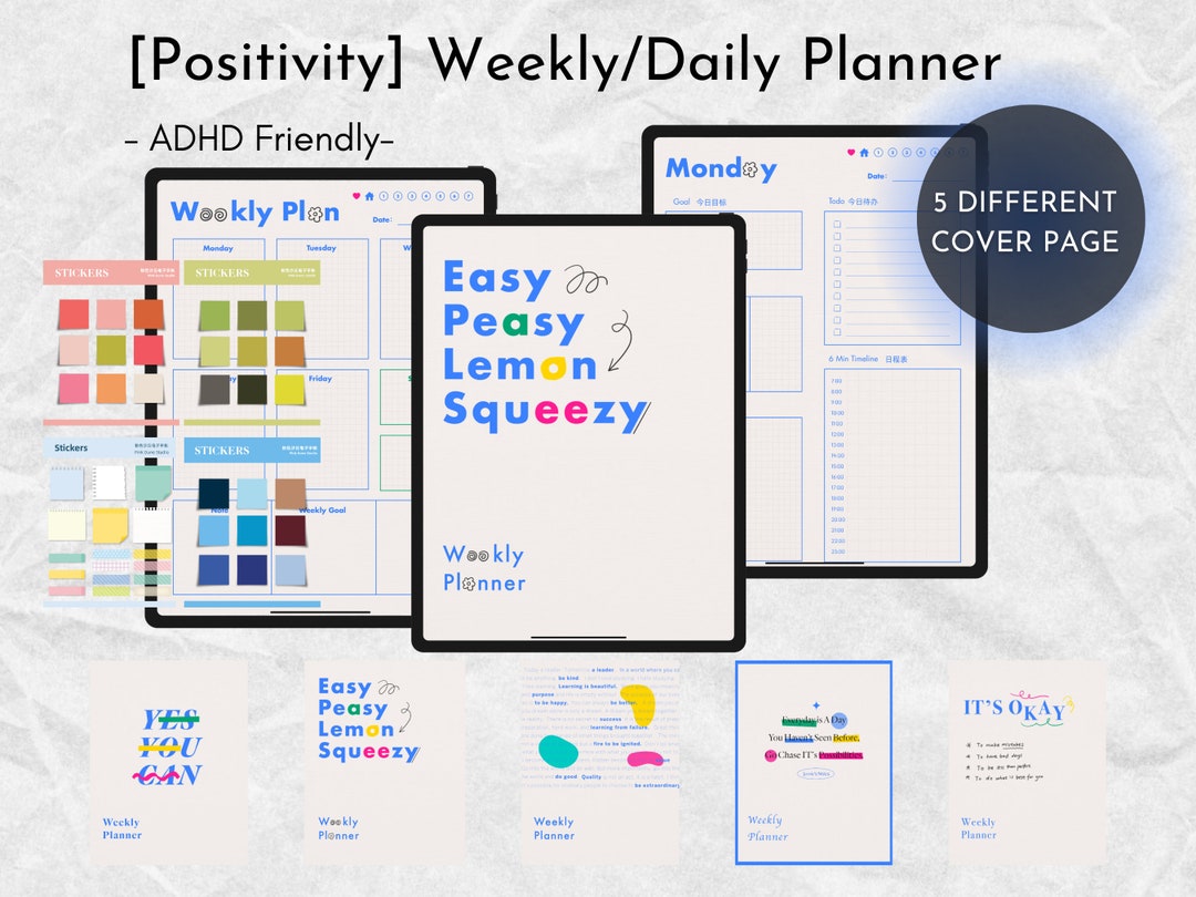 ADHD Digital Planner | Cute Kawaii Student Planner | Daily, Weekly ...