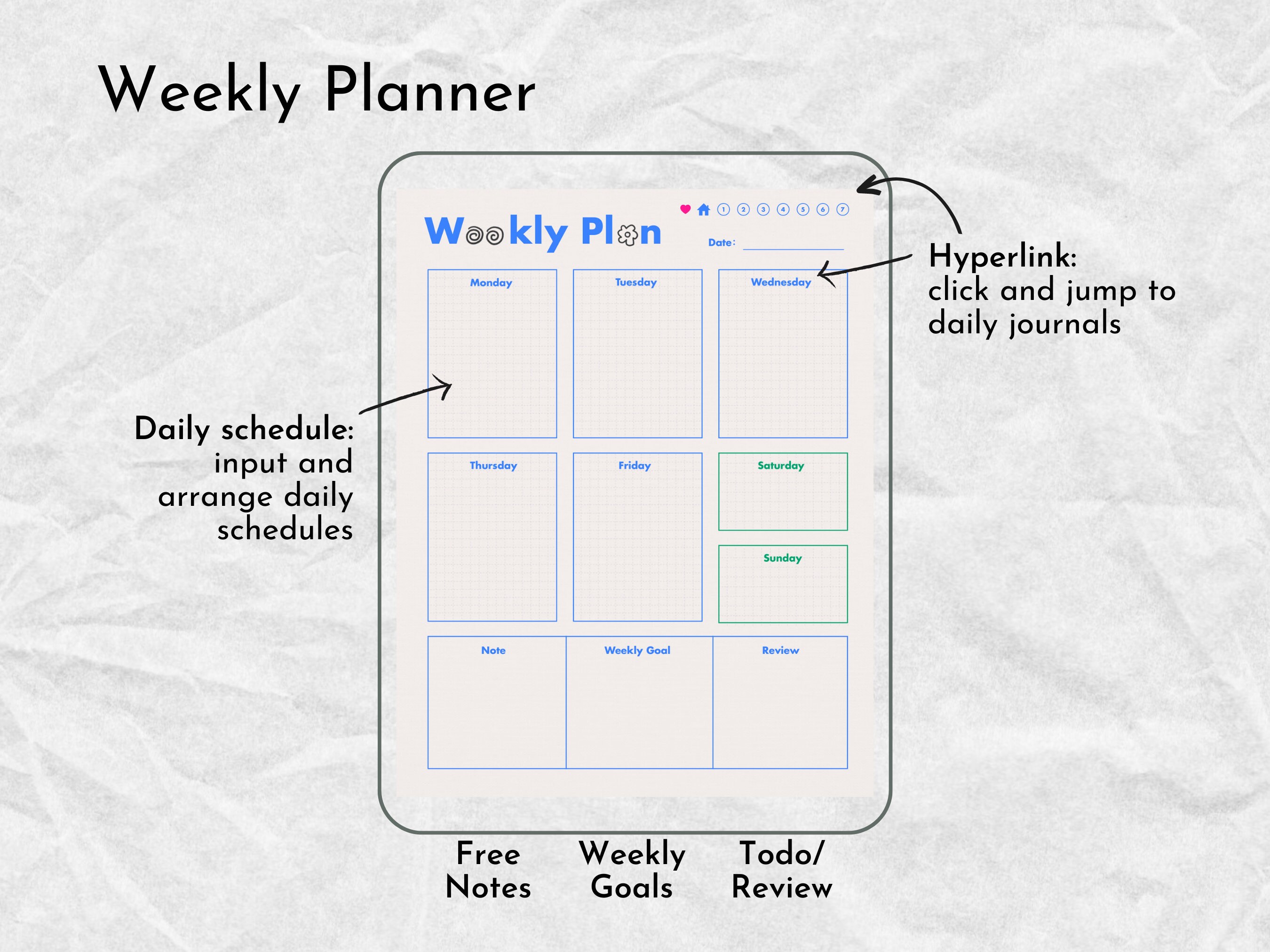 ADHD Digital Planner Cute Kawaii Student Planner Daily, Weekly ...