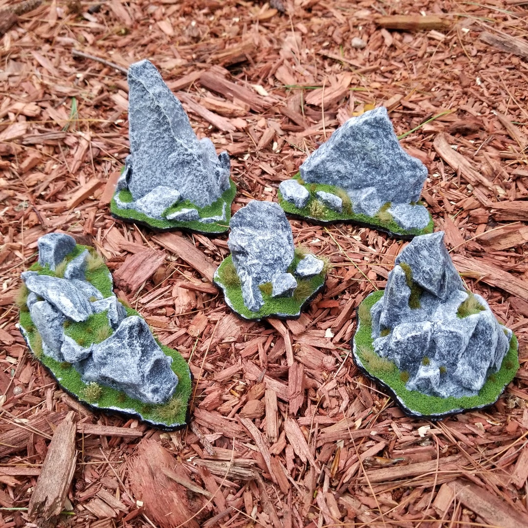 SET OF 5 Miniature Tabletop RPG Hand-painted Scattered Rock Terrain - Etsy