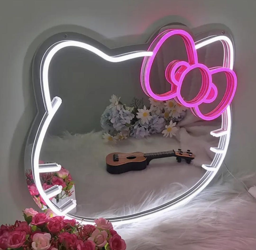 Hello Kitty LED Mirror Light Sign Perfect for Room Deco and a House ...