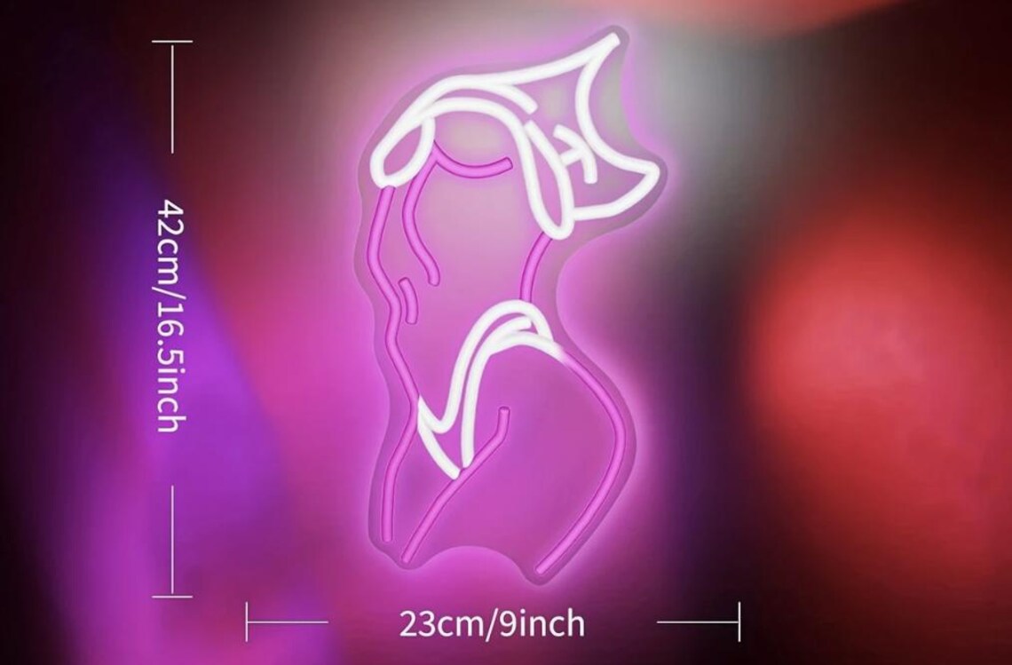 Neon Pink Lady Sign Man Cave Light Neon Sign Perfect for Room Deco and ...