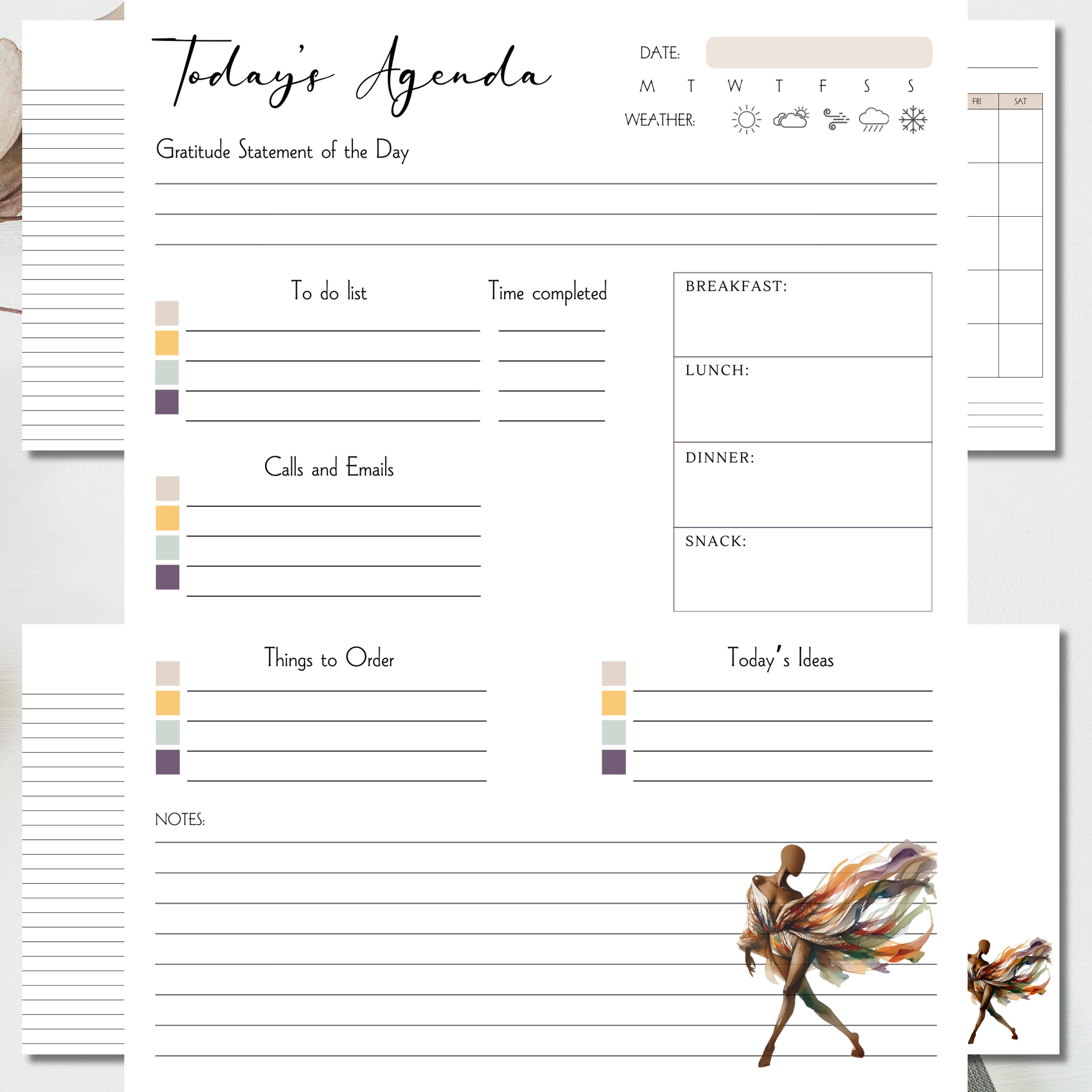Daily Printable Desk Sheets 5 Single Page Daily Desk Planner Planner ...
