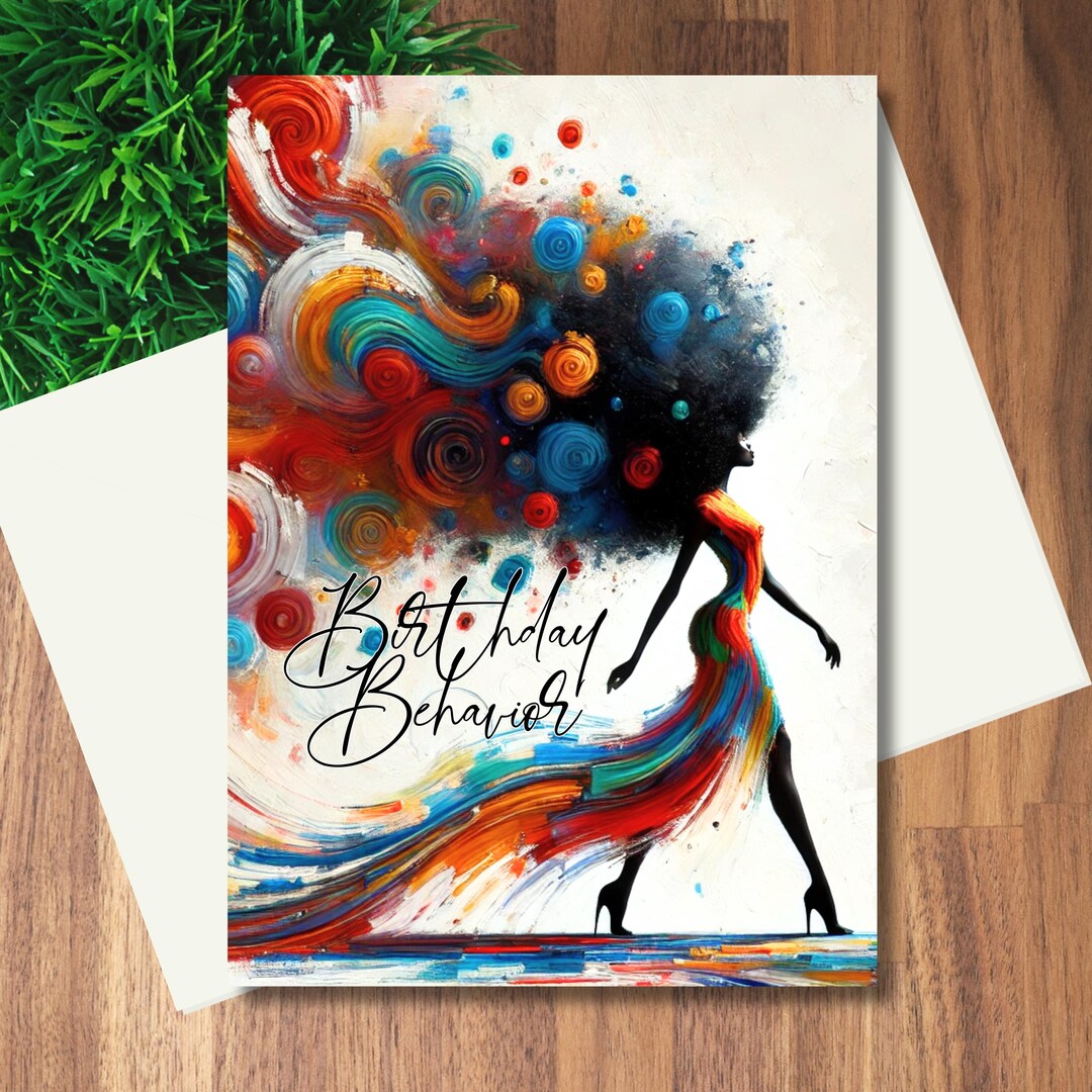 Afro Birthday Card: Black Girl Greeting (digital Download) - Etsy