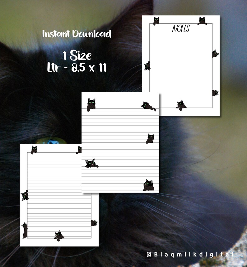 Cute Kitty Cat Stationery Bundle Set for Print and Digital Use | 15 ...