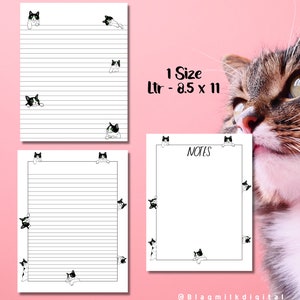 Cute Kitty Cat Stationery Bundle Set for Print and Digital Use | 15 ...