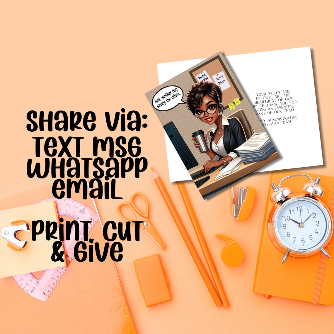 Administrative Assistant Appreciation Card: Black Woman Design (digital ...